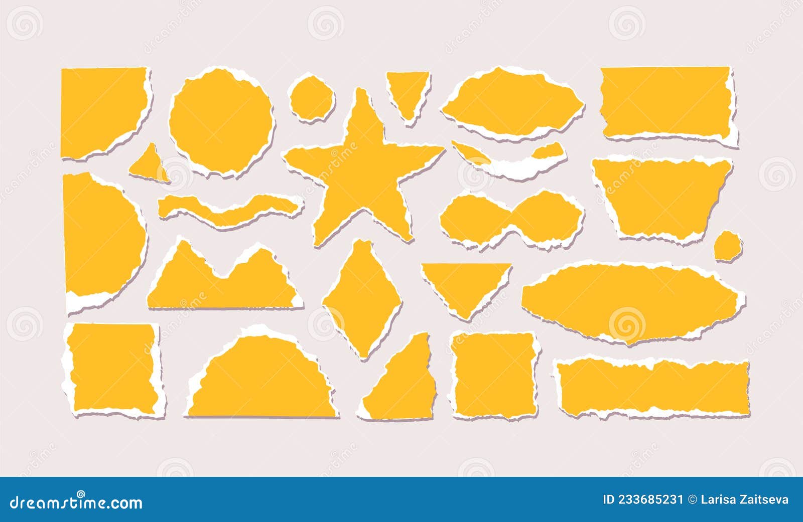 Geometric Shapes of Paper Torn. Set of Torn Colored Paper with Edge of ...