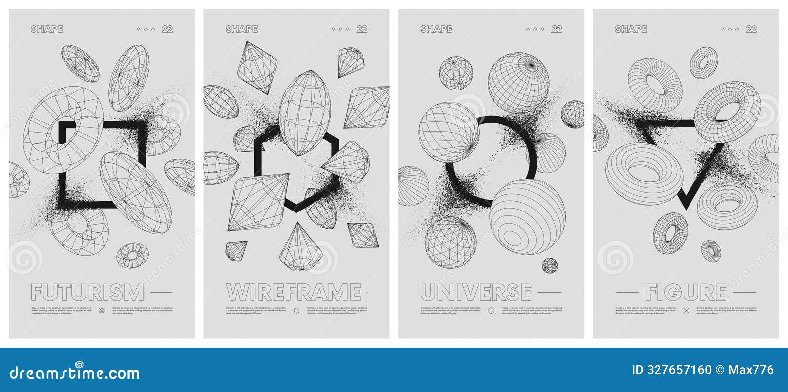 Geometric Shapes With Particle Spray Effect, Wireframes Strange ...