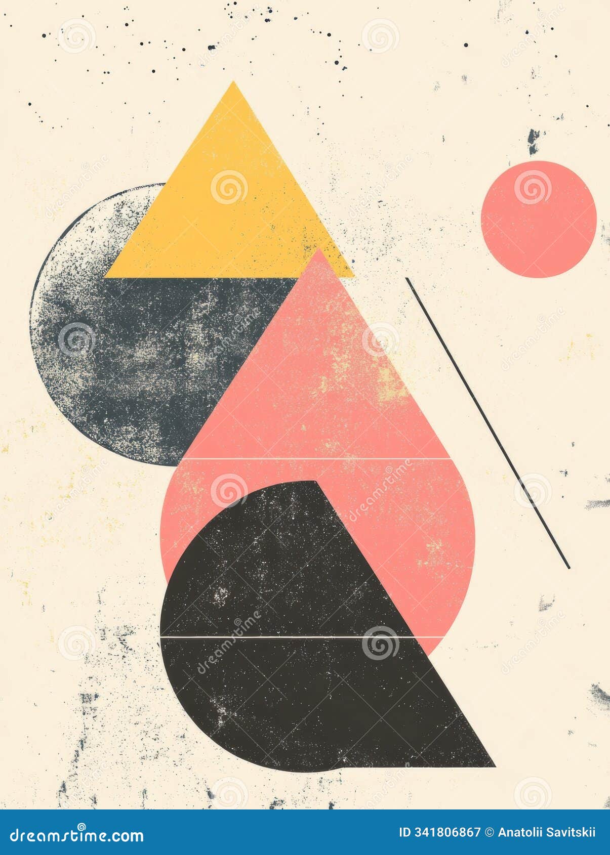 Geometric Shapes in Pastel Colors Interact Playfully, Merging Circles and Triangles To Create a ...