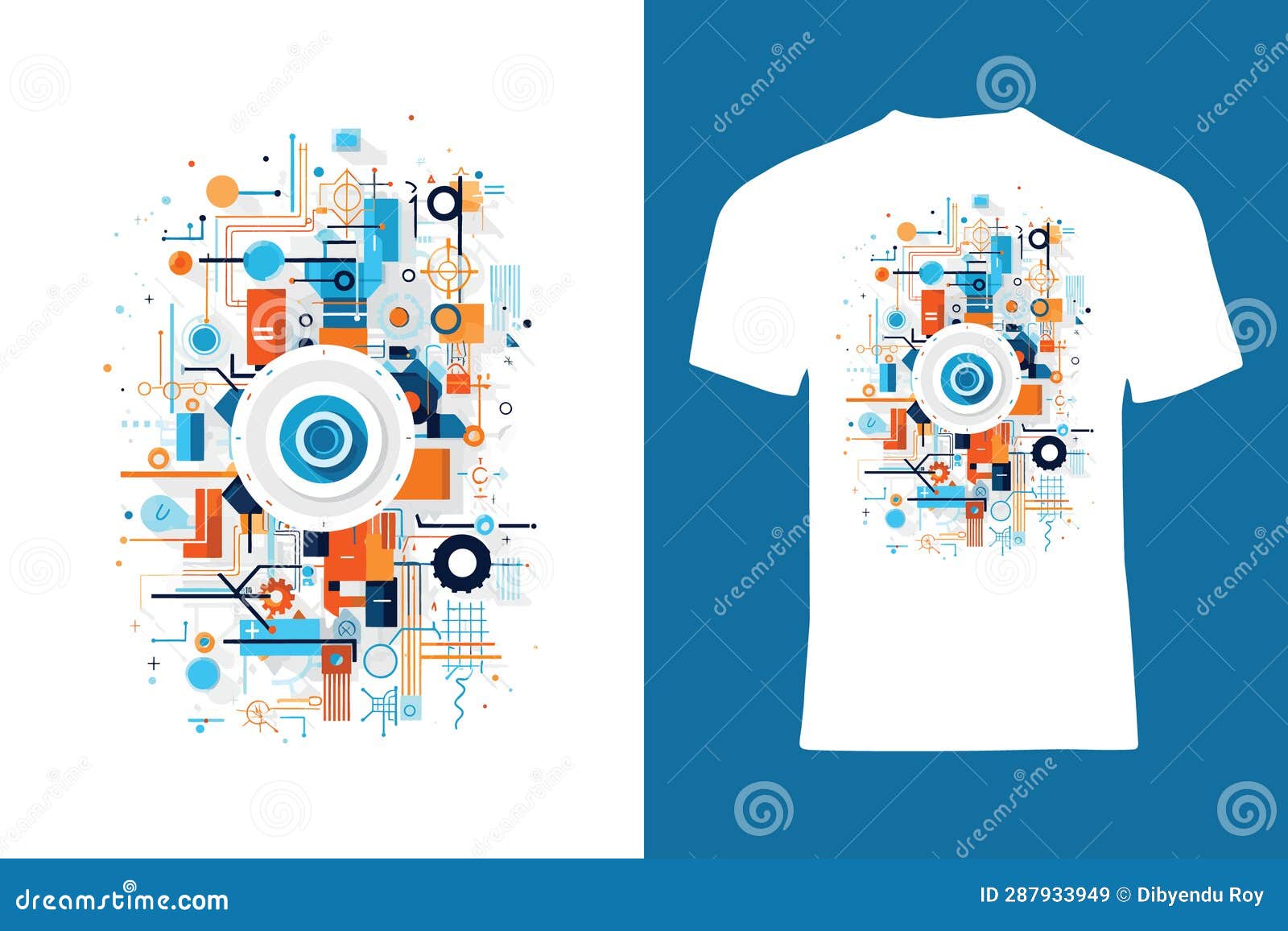 Geometric Shapes and Patterns Flat Vector Style T-Shirt Design Stock ...