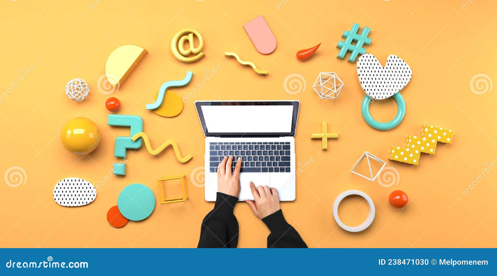 Geometric Shapes with Person Using a Laptop Computer Stock Photo ...