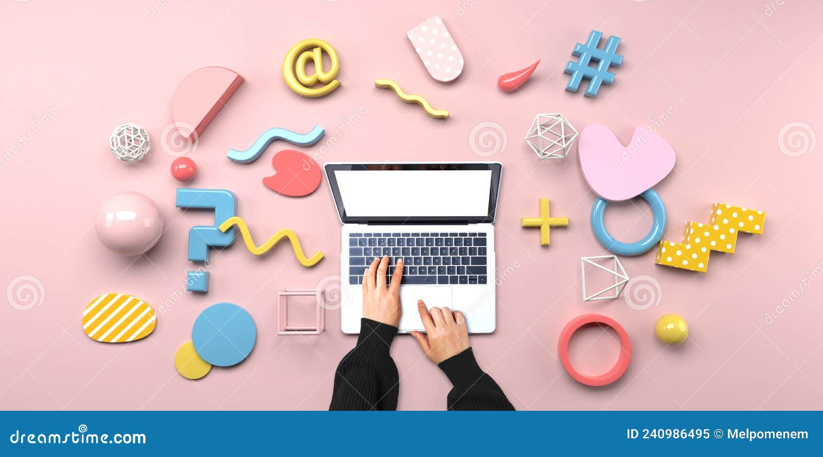 Geometric Shapes with Person Using a Laptop Computer Stock Image ...