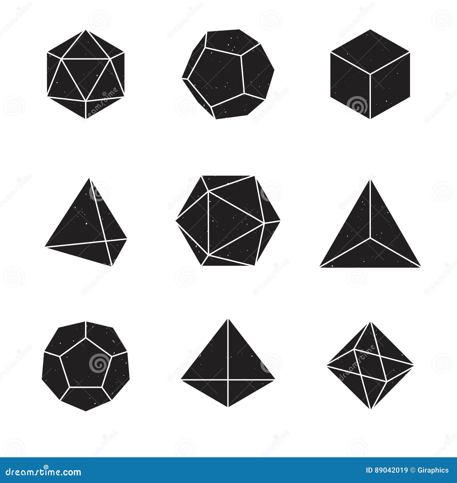 Geometric Shapes - Platonic Solids Stock Vector - Illustration of ...