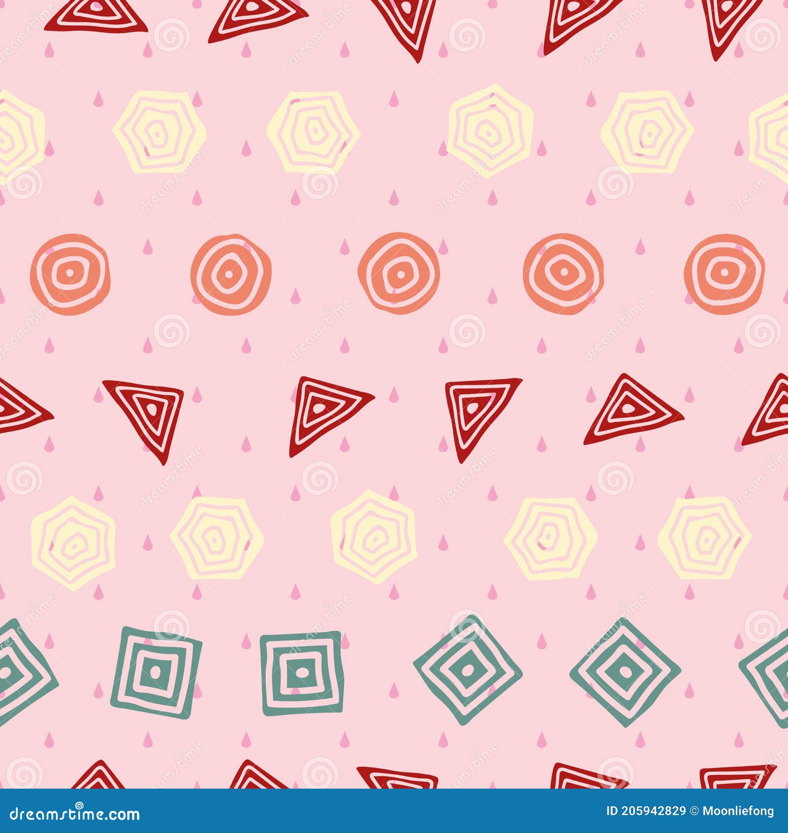 Geometric Shapes Rain Drop Spiral Circle Square Triangle Seamless ...