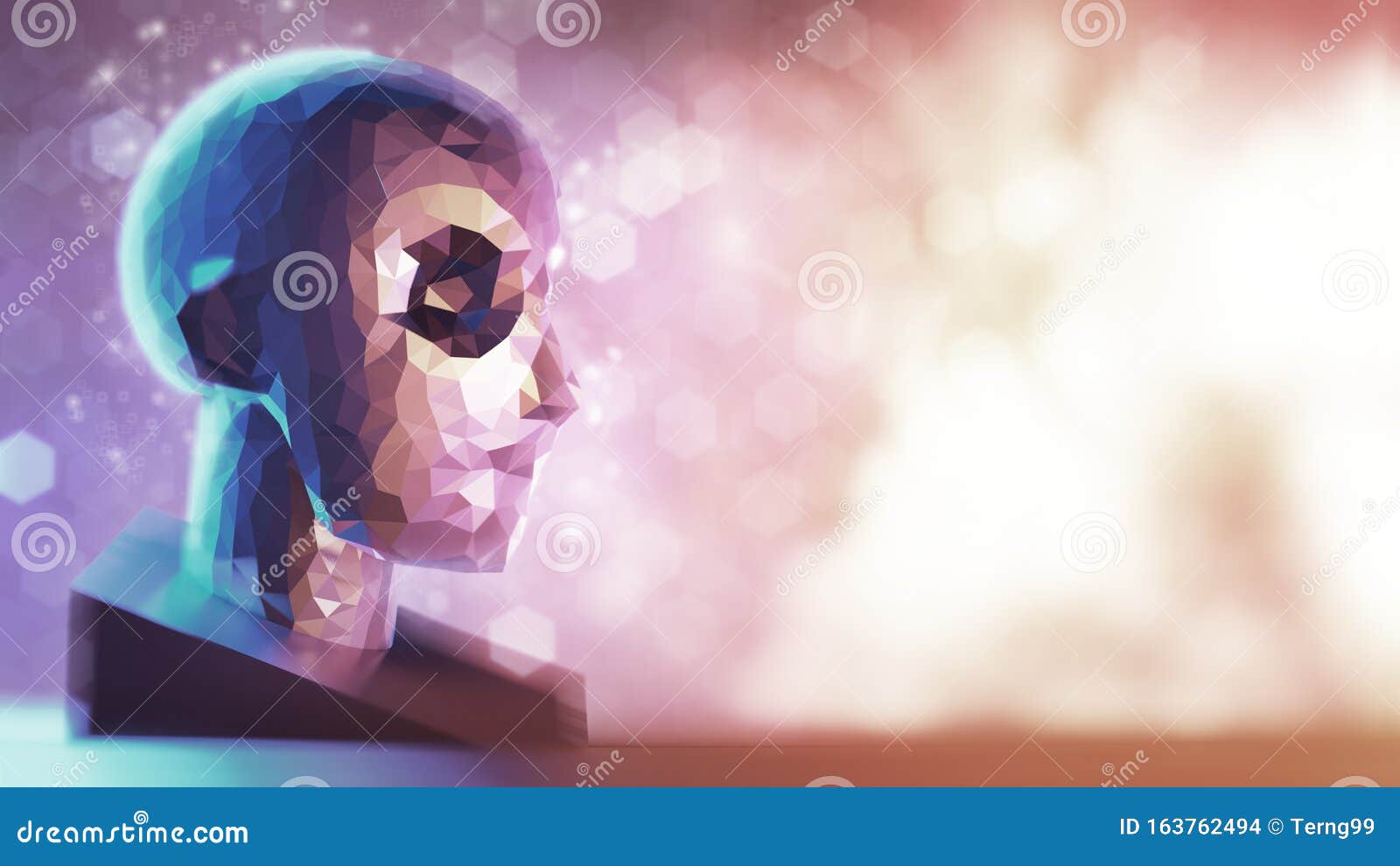 3d Rendering of Human Head in Artificial Intelligence Concept. Stock ...