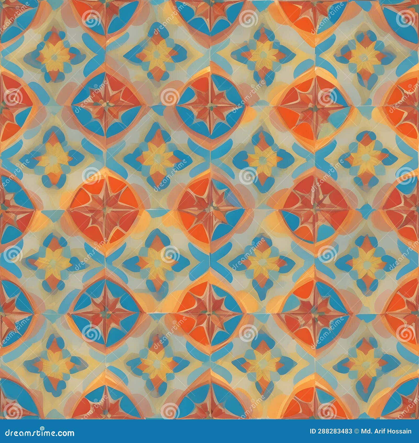 Geometric Shapes in a Seamless Moroccan Tile Pattern Generated by Ai ...