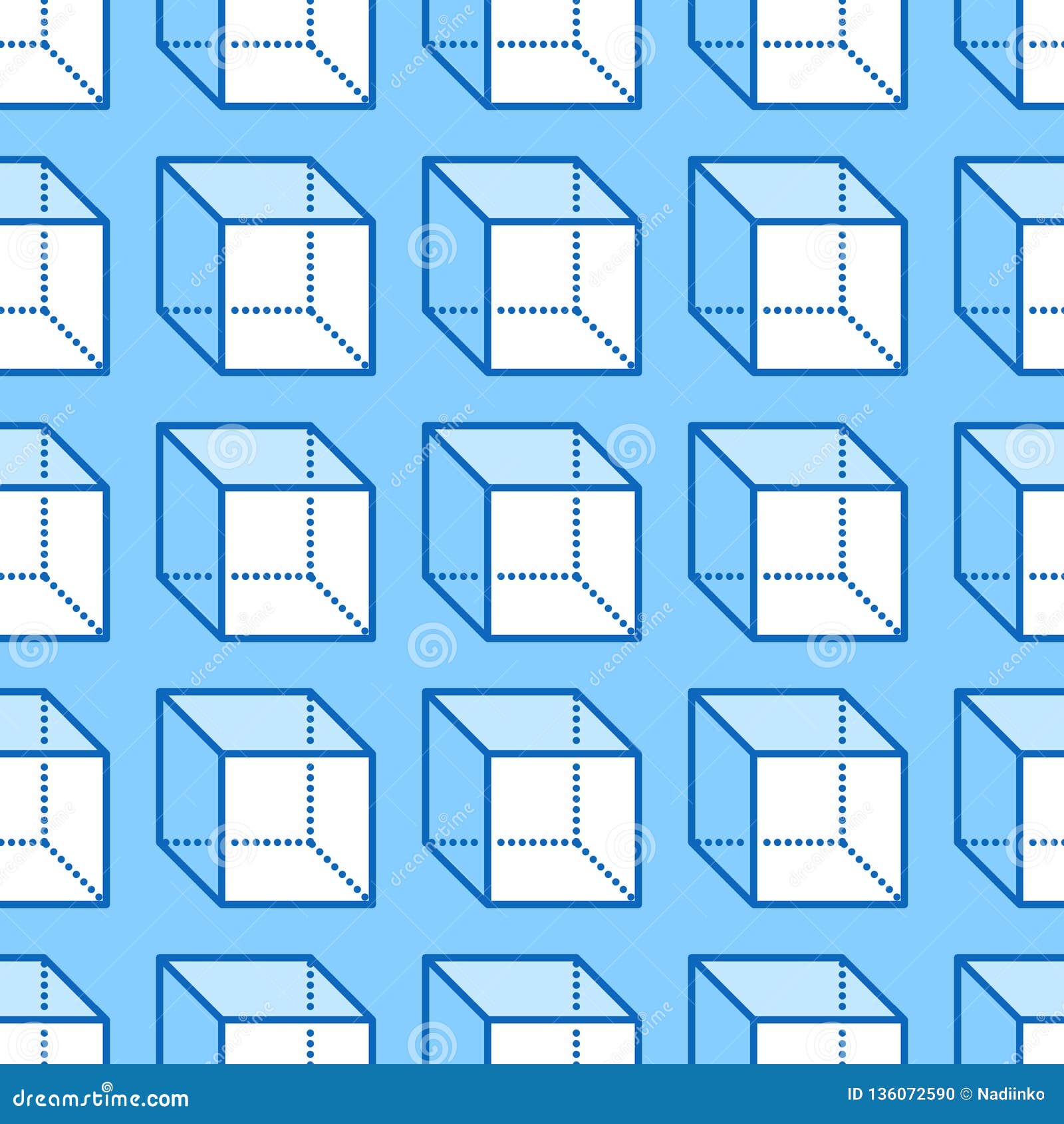 Geometric Shapes Seamless Pattern with Flat Line Icons of Cube Figure ...