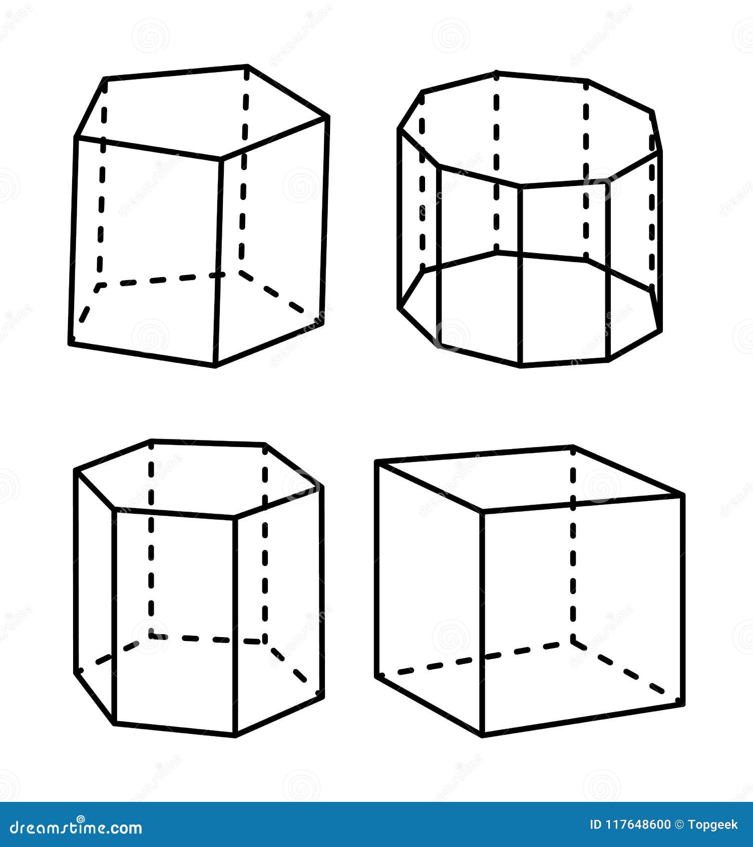 pentagonal prism shaped objects