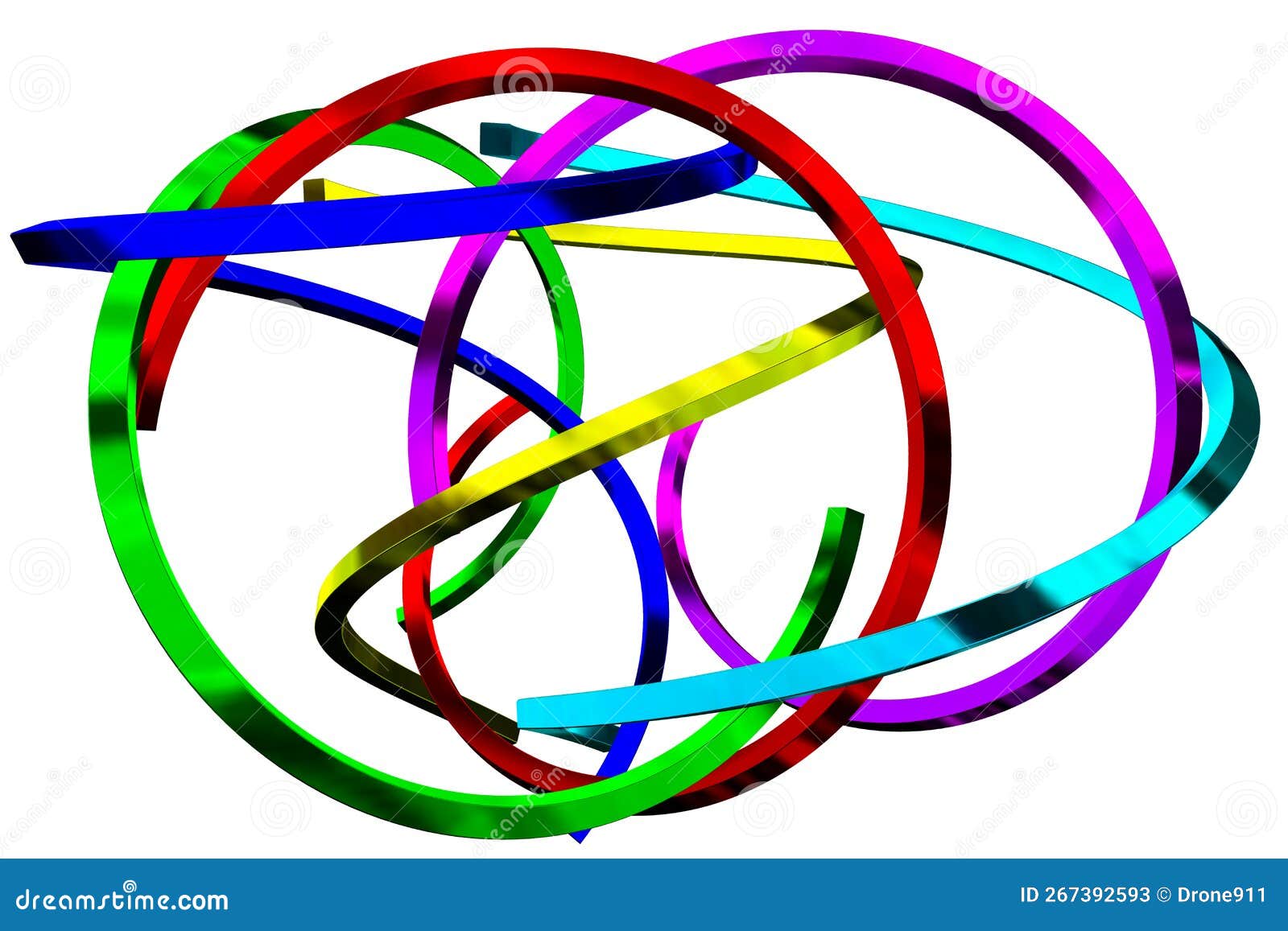 Multicolored Splines in Abstract Design. 3D Render Stock Illustration ...