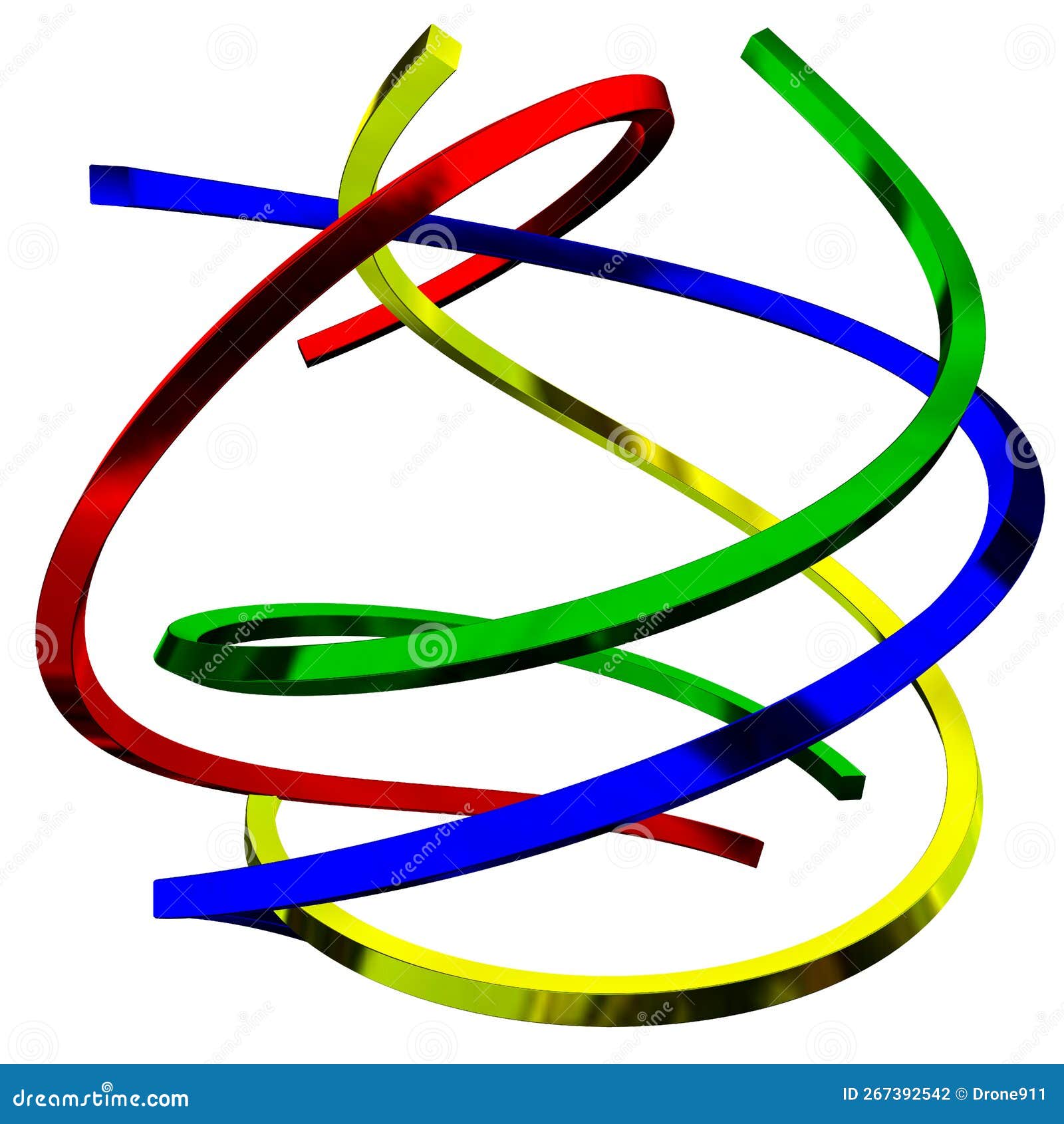 Multicolored Splines in Abstract Rotation. 3D Render Stock Illustration ...