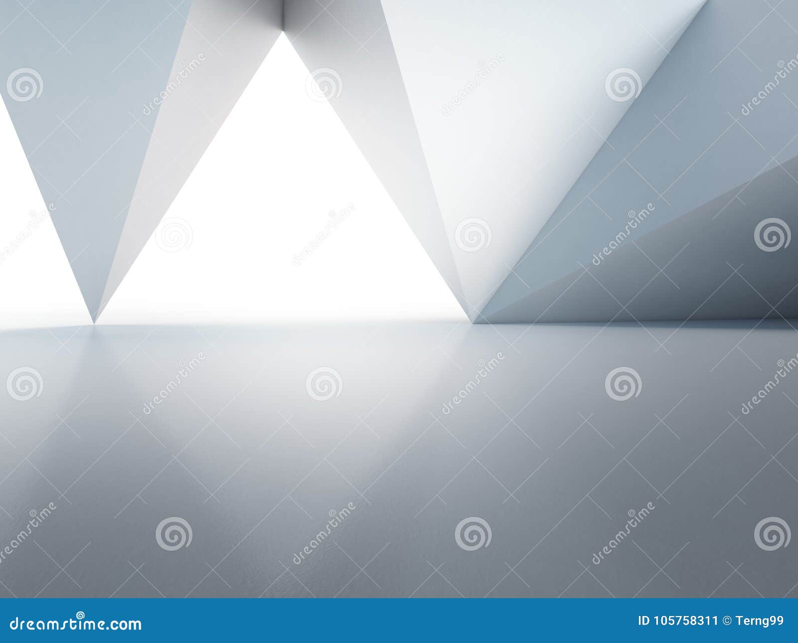 Geometric Shapes Structure on Empty Concrete Floor with White Wall ...