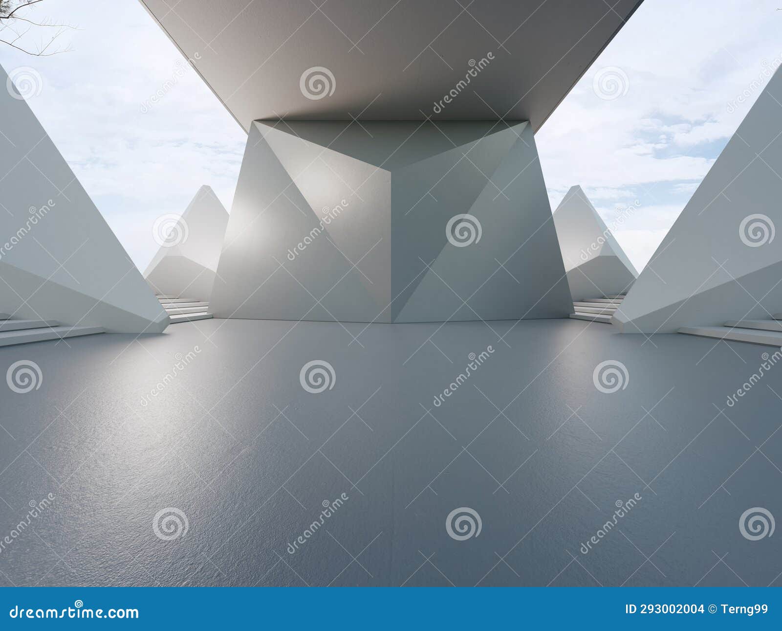 Geometric Shapes Structure on Gray Concrete Floor. Stock Illustration ...