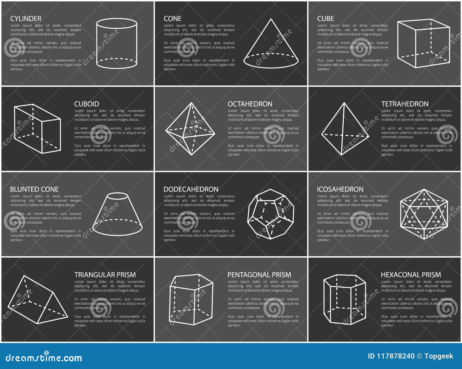 Dodecahedron Icosahedron Complicated Figures Icons Vector Illustration ...