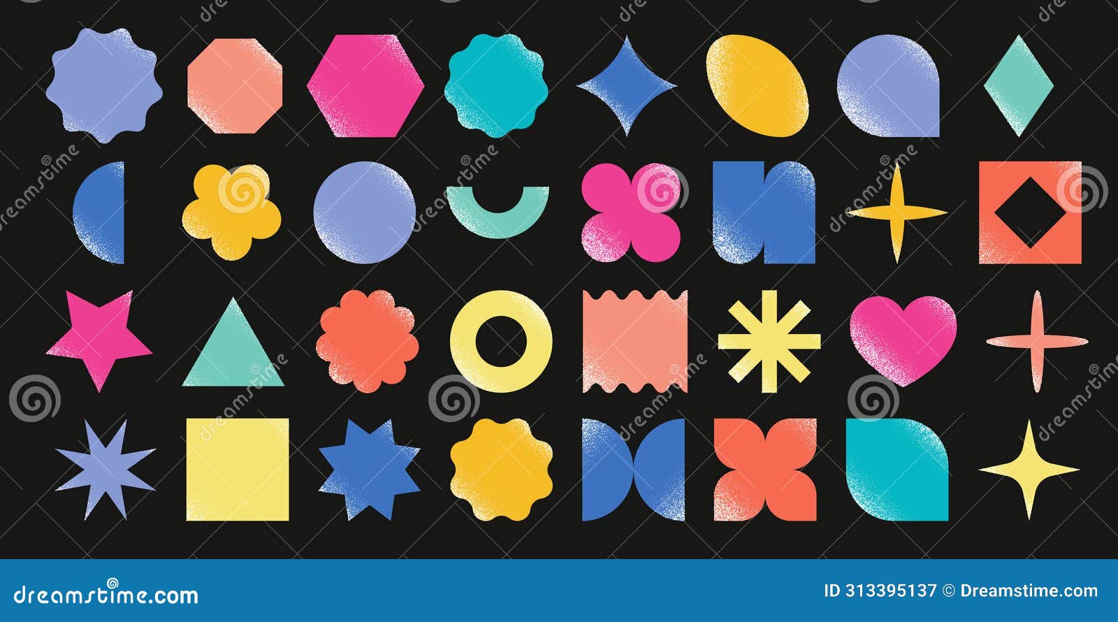 Geometric Shapes with Texture. Simple Vector Illustrated, Retro Style ...