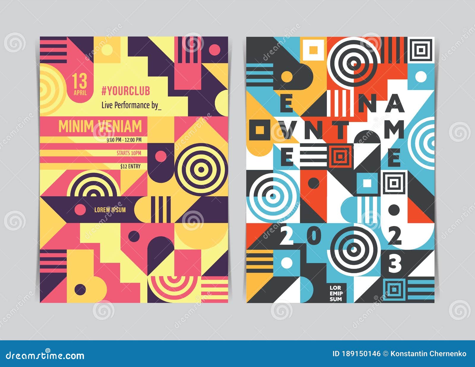 Geometric Shapes Typography Template Flyer. Vector Illustration Stock ...