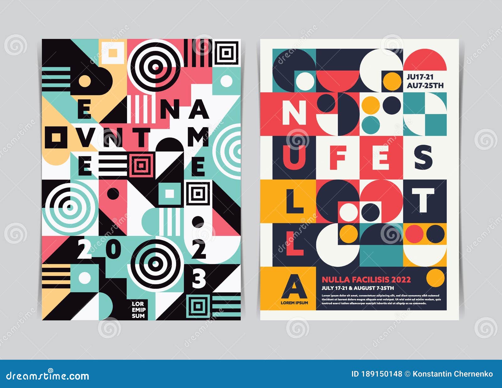 Geometric Shapes Typography Template Flyer. Vector Illustration Stock ...