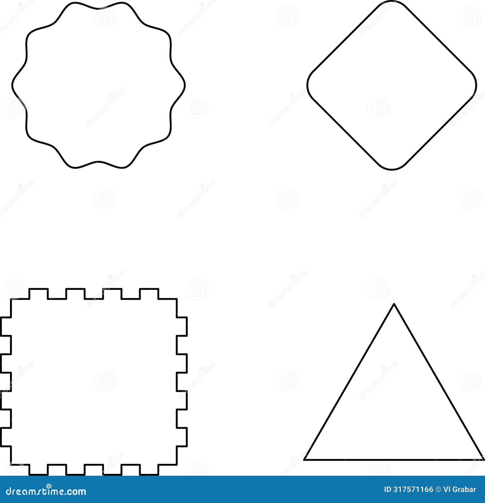 Geometric Shapes Vector. Set of Geometric Rounded Kid Toys Shapes ...