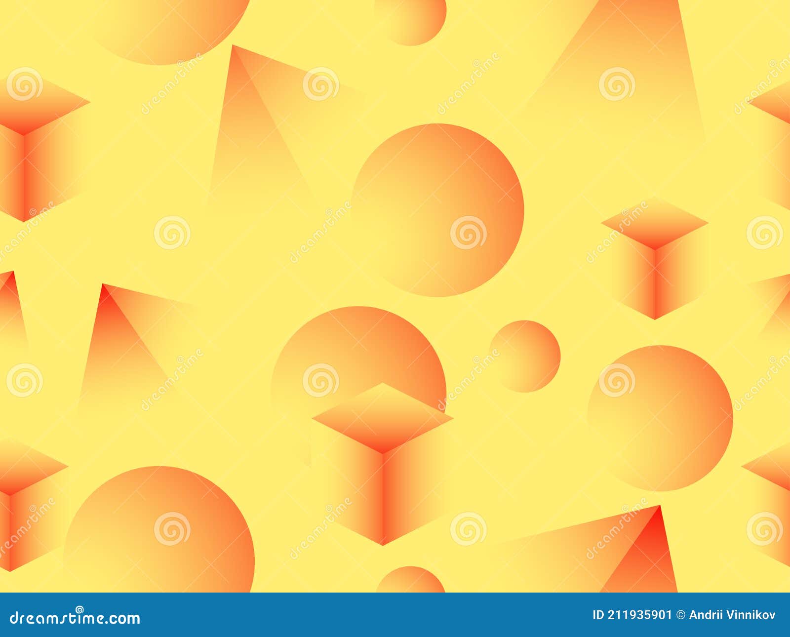 Geometric Shapes with Yellow and Orange Gradient Seamless Pattern ...