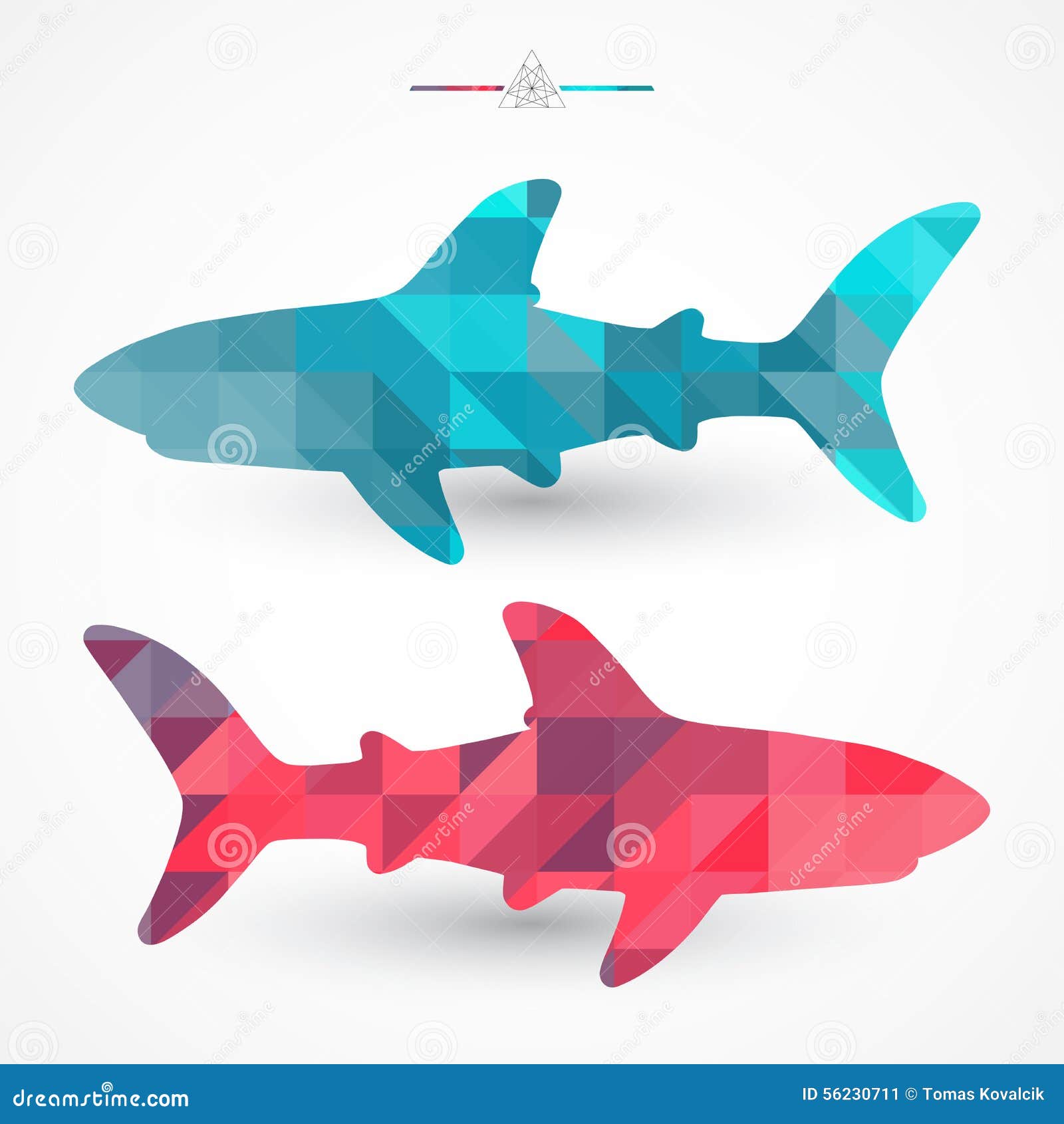 Geometric sharks stock vector. Illustration of fish, nature - 56230711