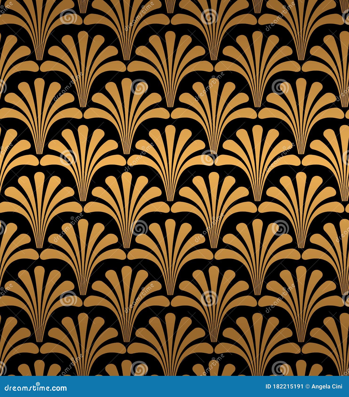 Geometric Shell Gatsby Art Deco Pattern Stock Vector - Illustration of ...