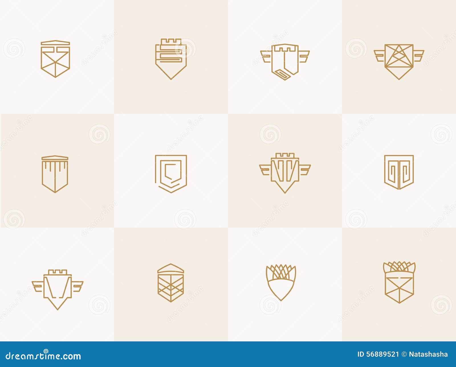 Geometric Shield Trendy Hipster Icons Stock Vector - Illustration of ...