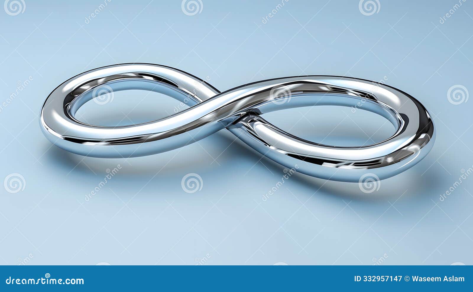 Geometric Shiny Chrome Infinity Shape and Blue Gradient Sky. Minimal ...