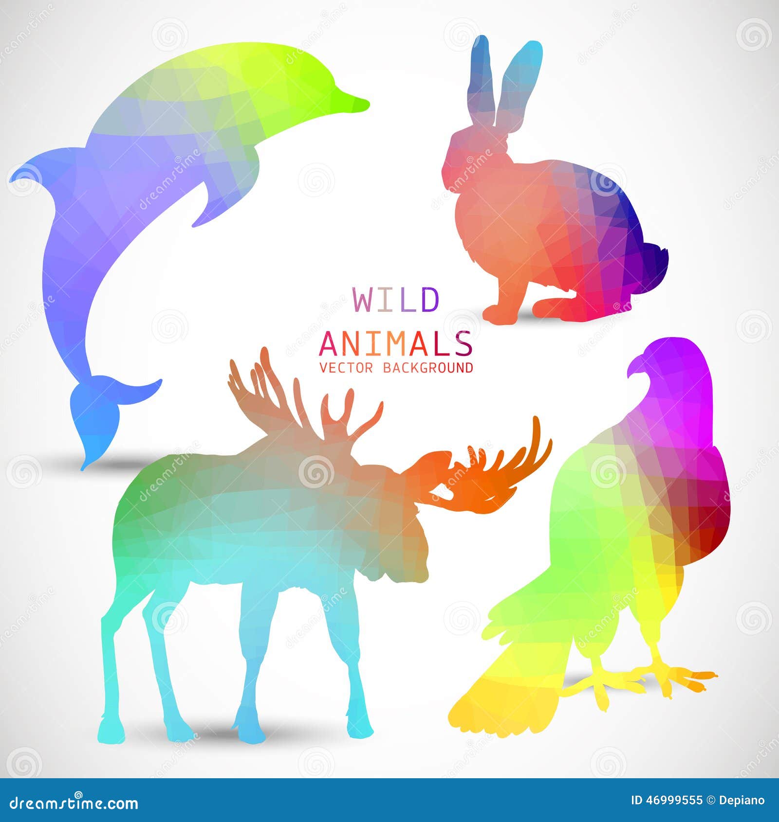 Geometric Silhouettes of Animals, Dolphin, Rabbit Stock Vector ...
