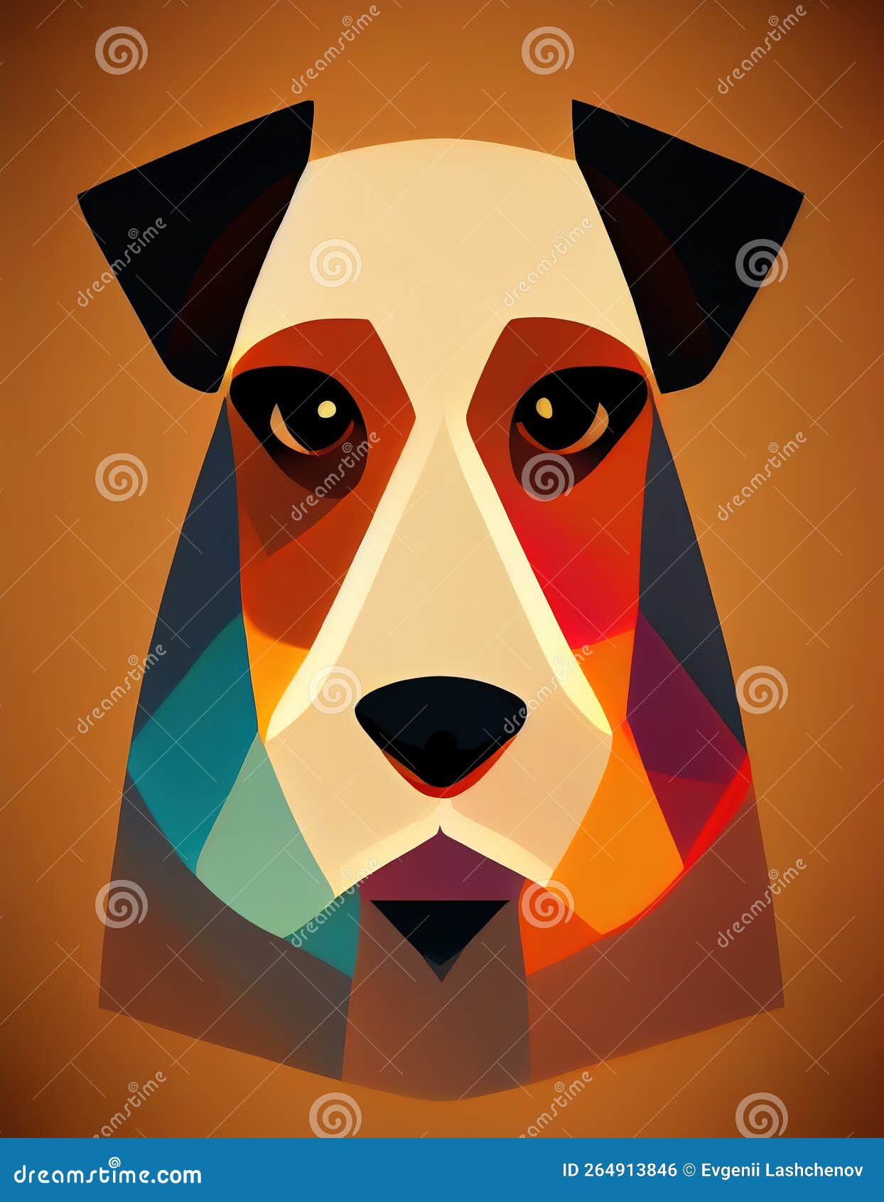 Geometric Simple Dog Portrait. Flat Illustration. Digital Illustration ...
