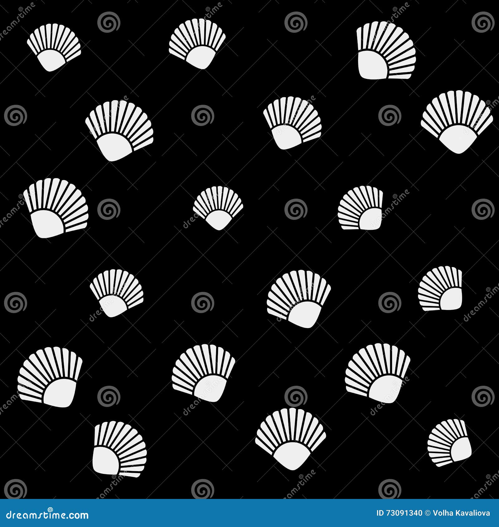 Geometric Simple Monochrome Minimalistic Vector Holiday Pattern, Shell ...