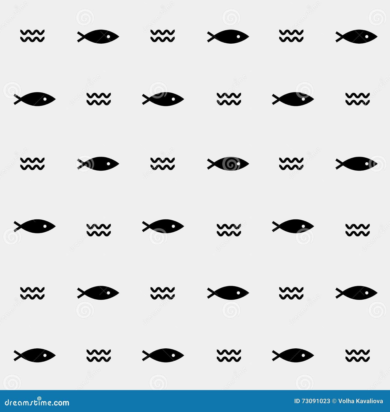 Geometric Simple Monochrome Minimalistic Vector Marine Pattern, Fish ...