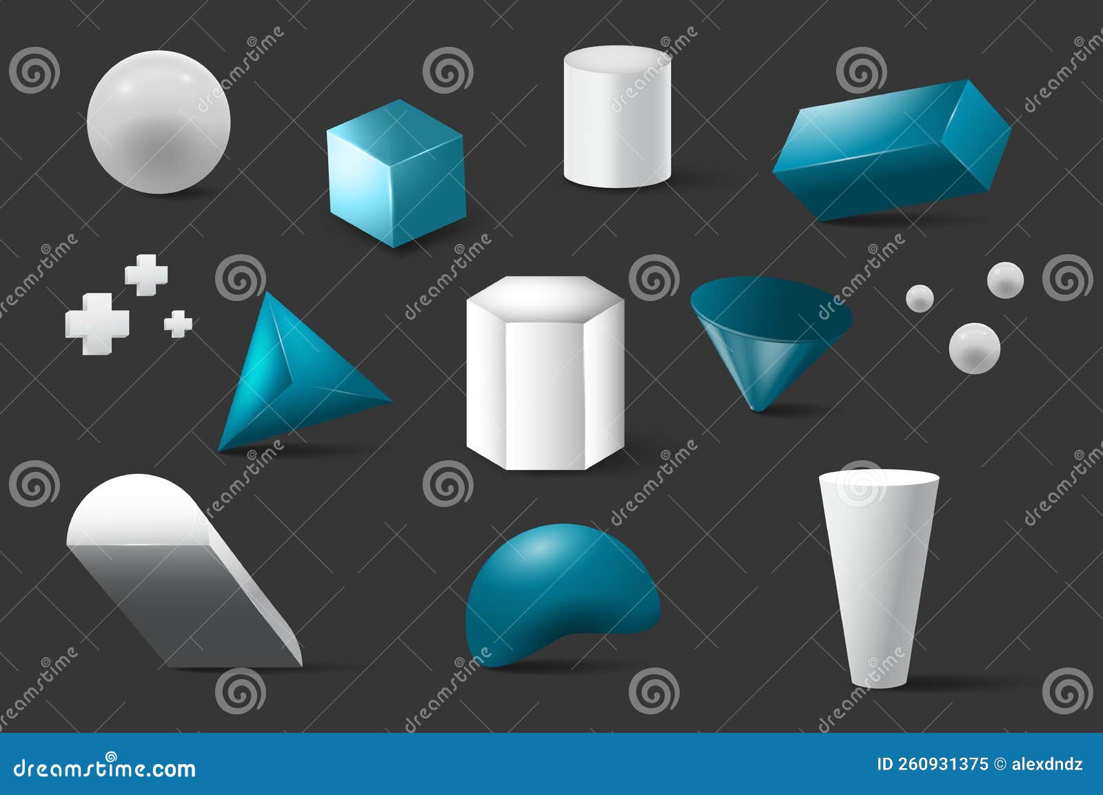 Geometric Simple Shapes 3d Set in Realism Design. Vector Illustration ...