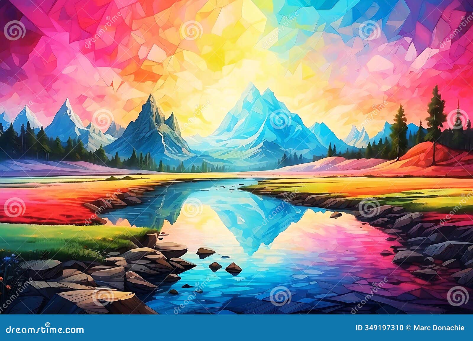 AI Generated Image of a Geometric Sky Landscape Stock Illustration ...