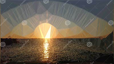 Geometric Skyline Sea and Sunset Stock Photo - Image of deciduous ...