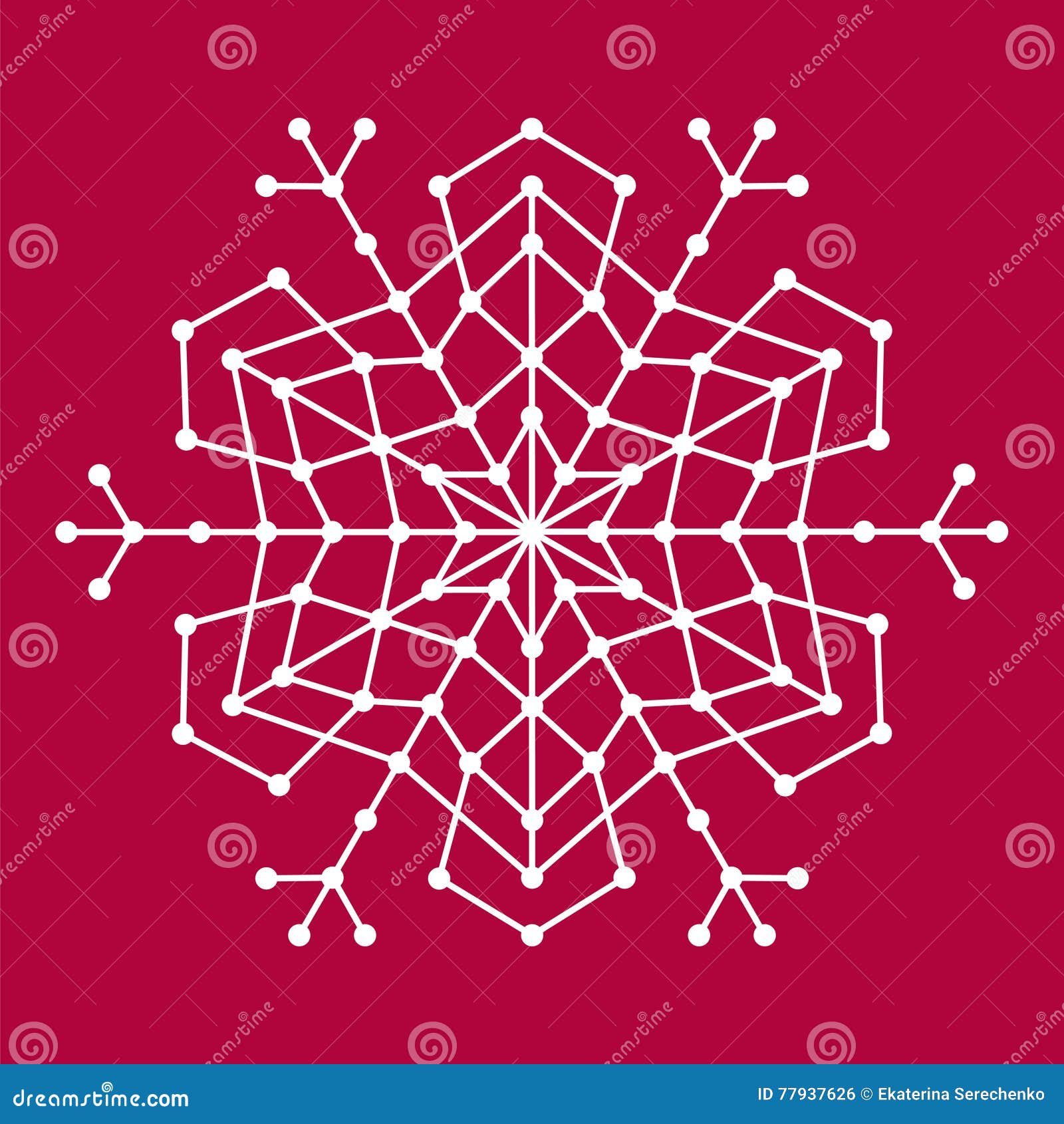 Geometric Snowflake with Lines and Circles Stock Vector - Illustration ...