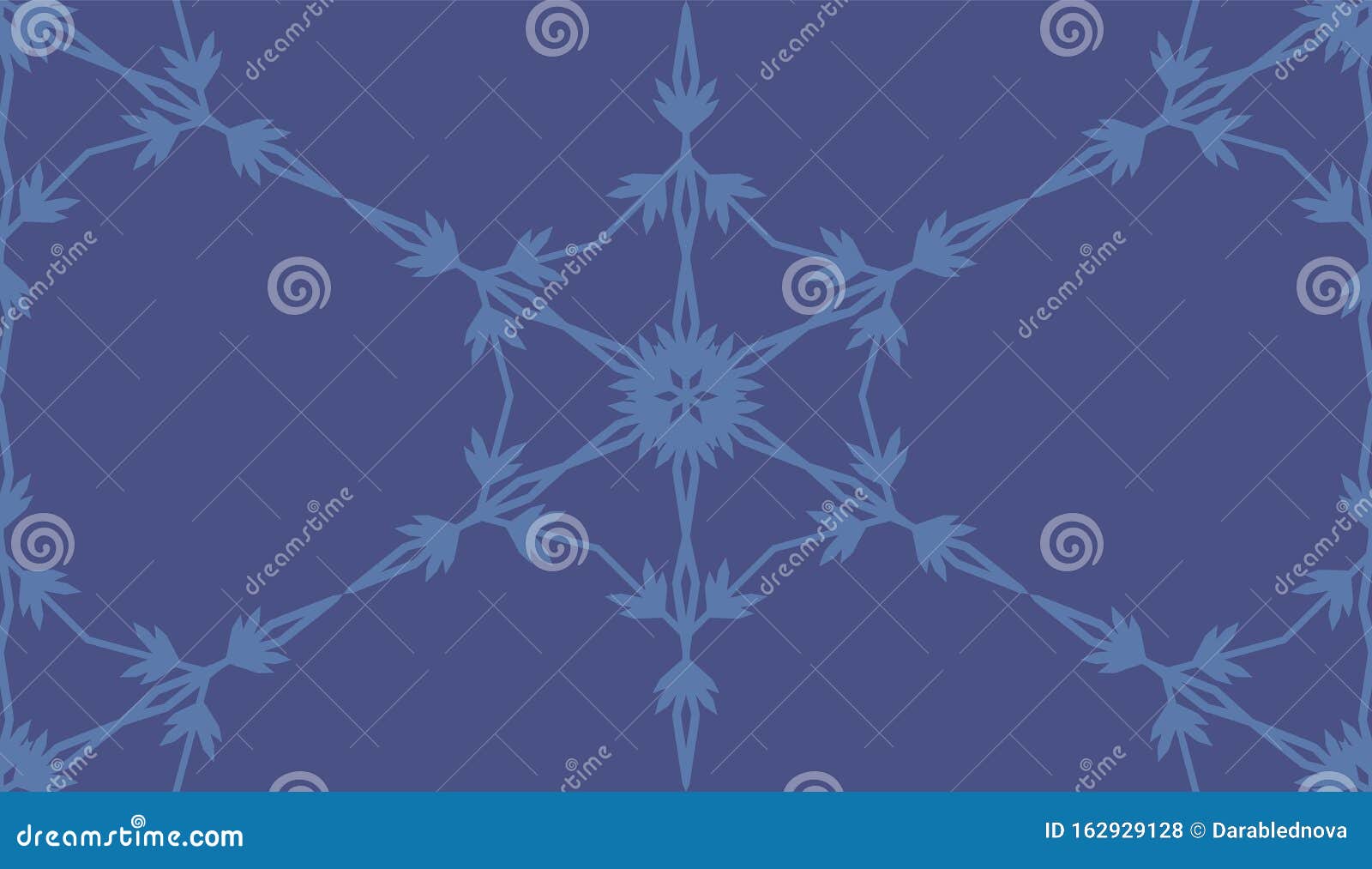 Geometric Snowflake Seamless Vector. Monocrome Blue Background. Stock ...