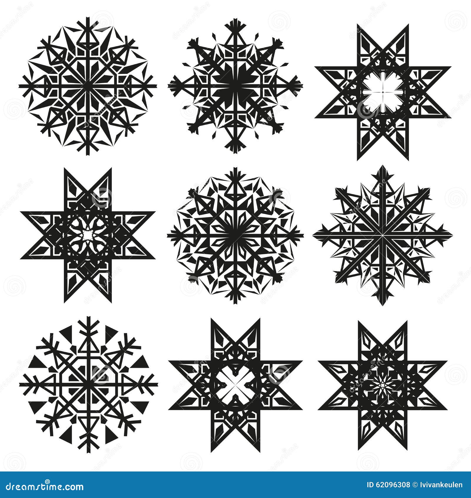 Geometric snowflakes stock vector. Illustration of holiday - 62096308
