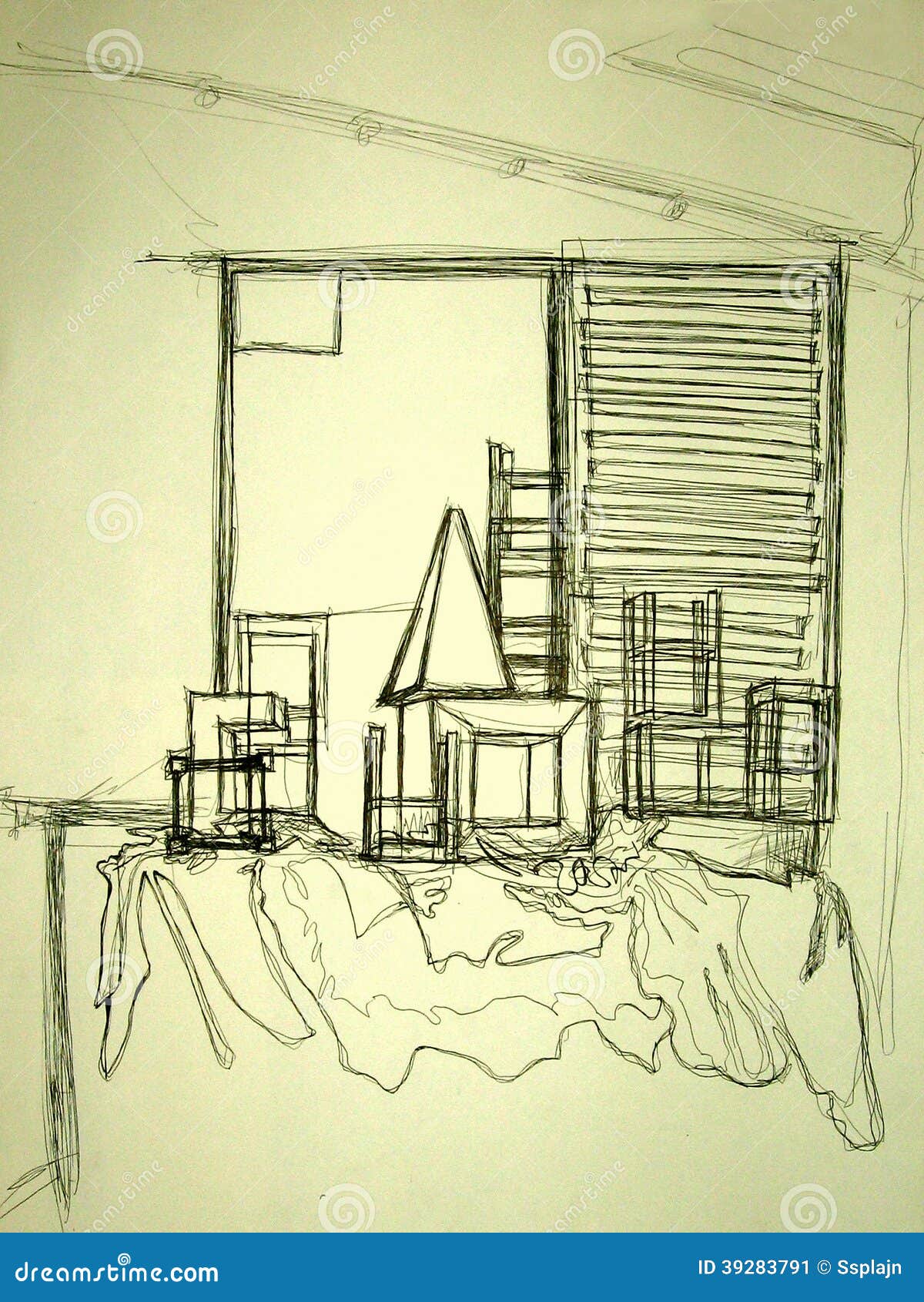 Geometric Spatial Composition Stock Illustration - Illustration of ...