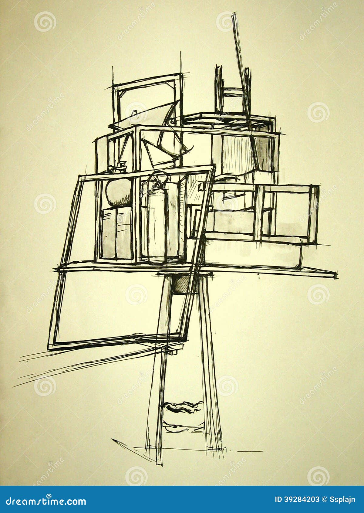 Geometric Spatial Composition Stock Illustration - Illustration of ...