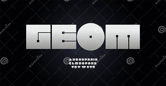 Geometric Square Font Computer Chip Alphabet Letters. Microchip ...
