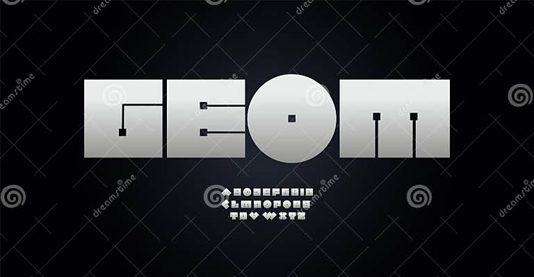 Geometric Square Font Computer Chip Alphabet Letters. Microchip ...
