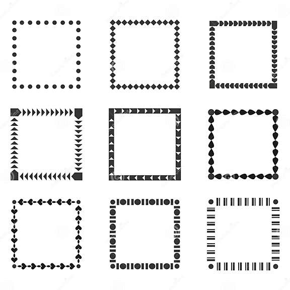 Geometric Square Frames. Abstract Border Patterns. Decorative Square ...