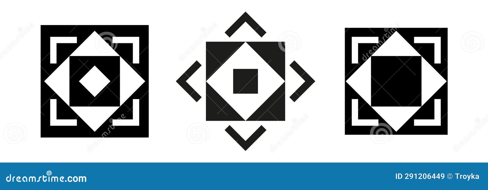 Geometric Square Shape Black and White Design Elements. Abstract Icons ...