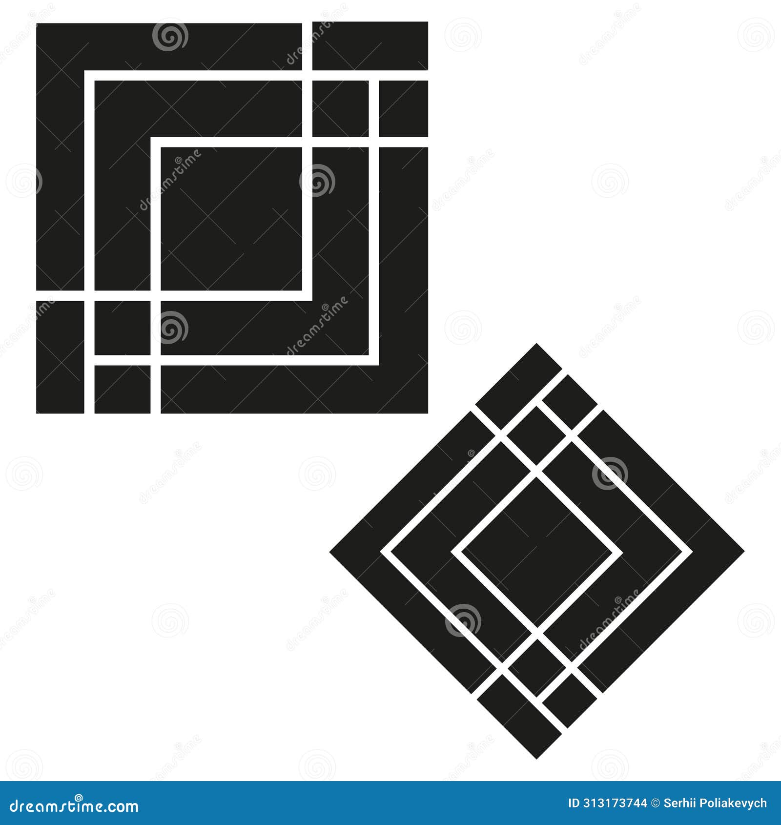 Geometric Squares Pattern. Abstract Maze Grid. Optical Illusion. Vector ...