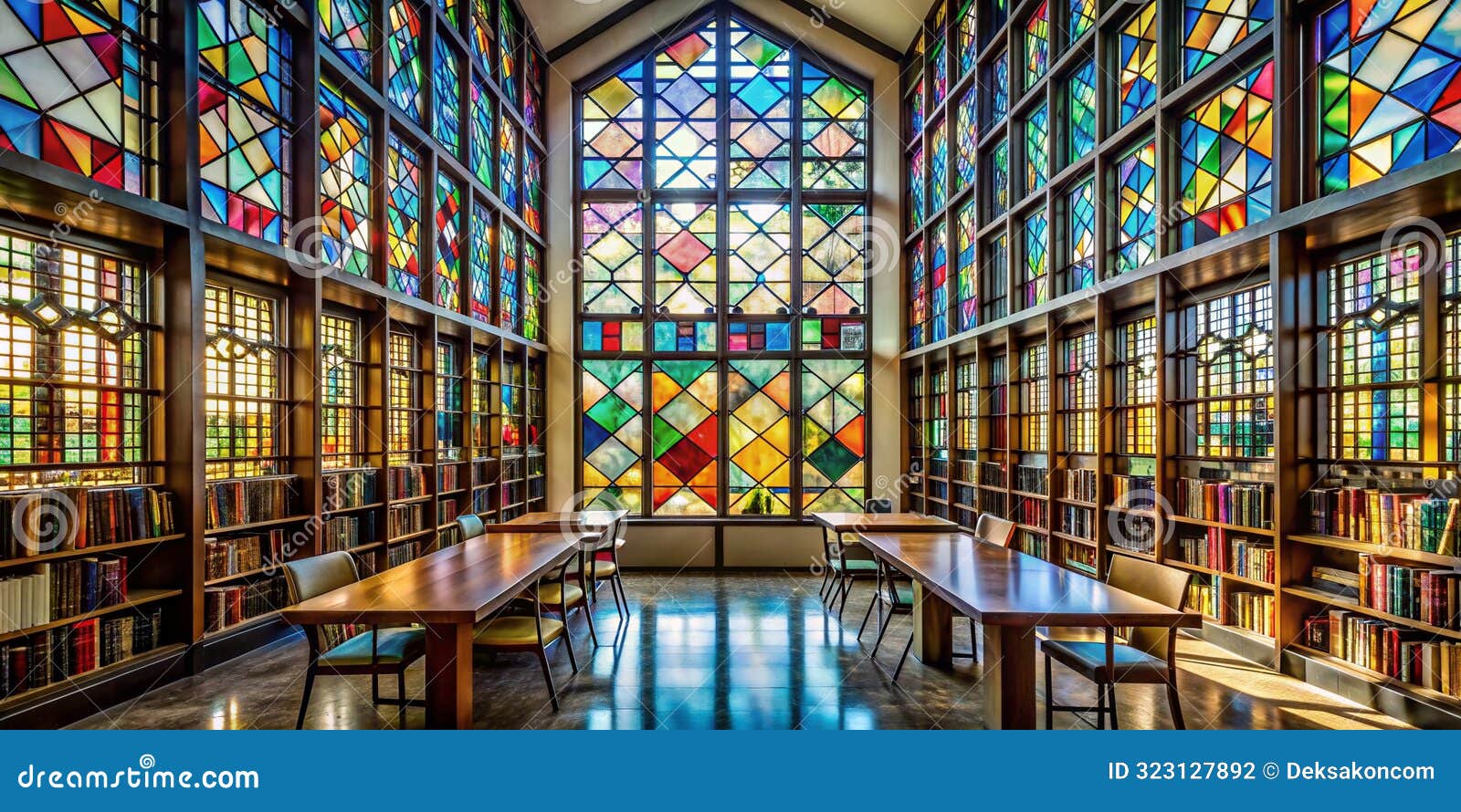 Geometric Stained Glass Patterns in a Public Library Educational ...