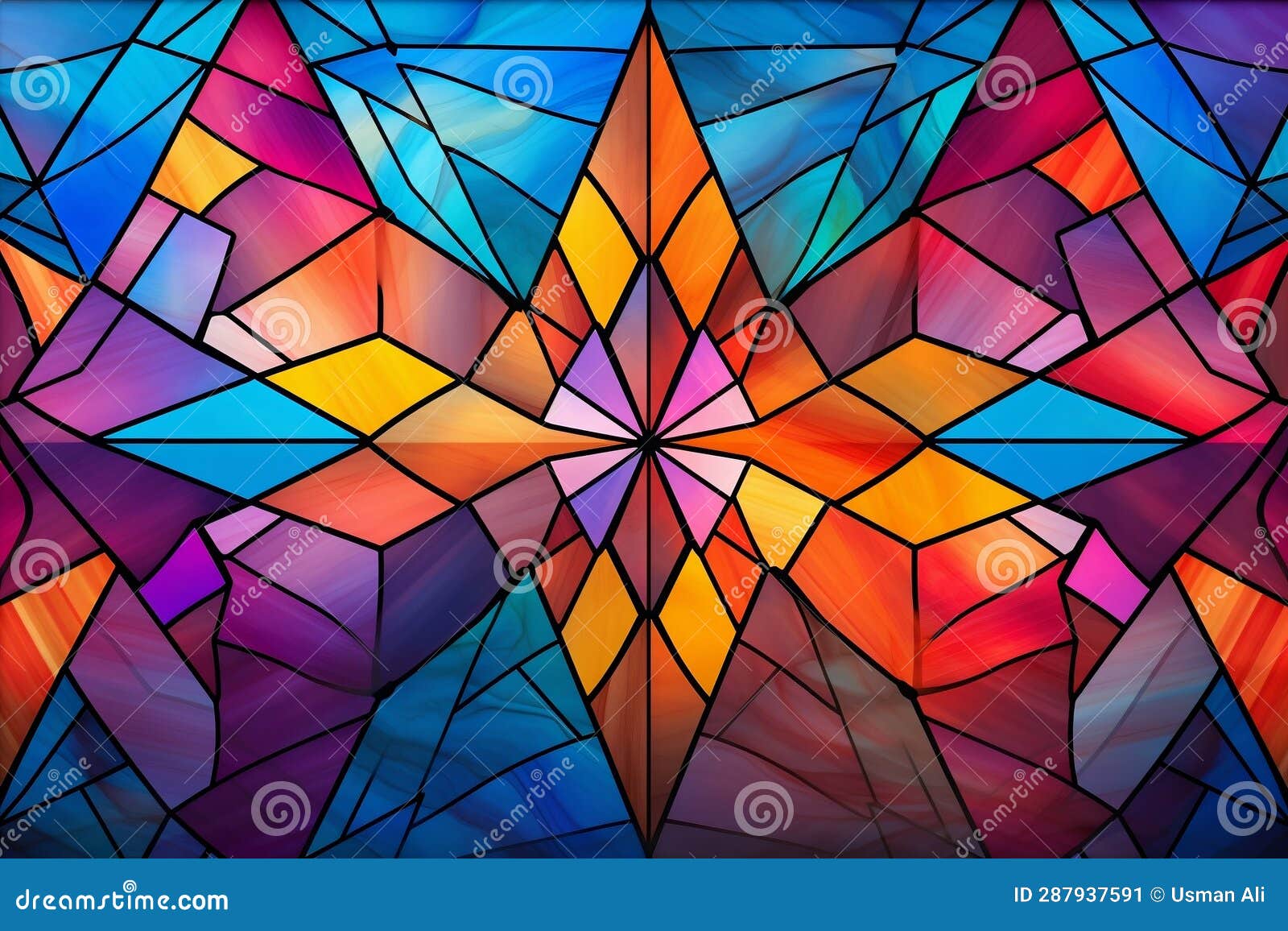 Geometric Stained Glass Window Pattern. AI Stock Illustration ...