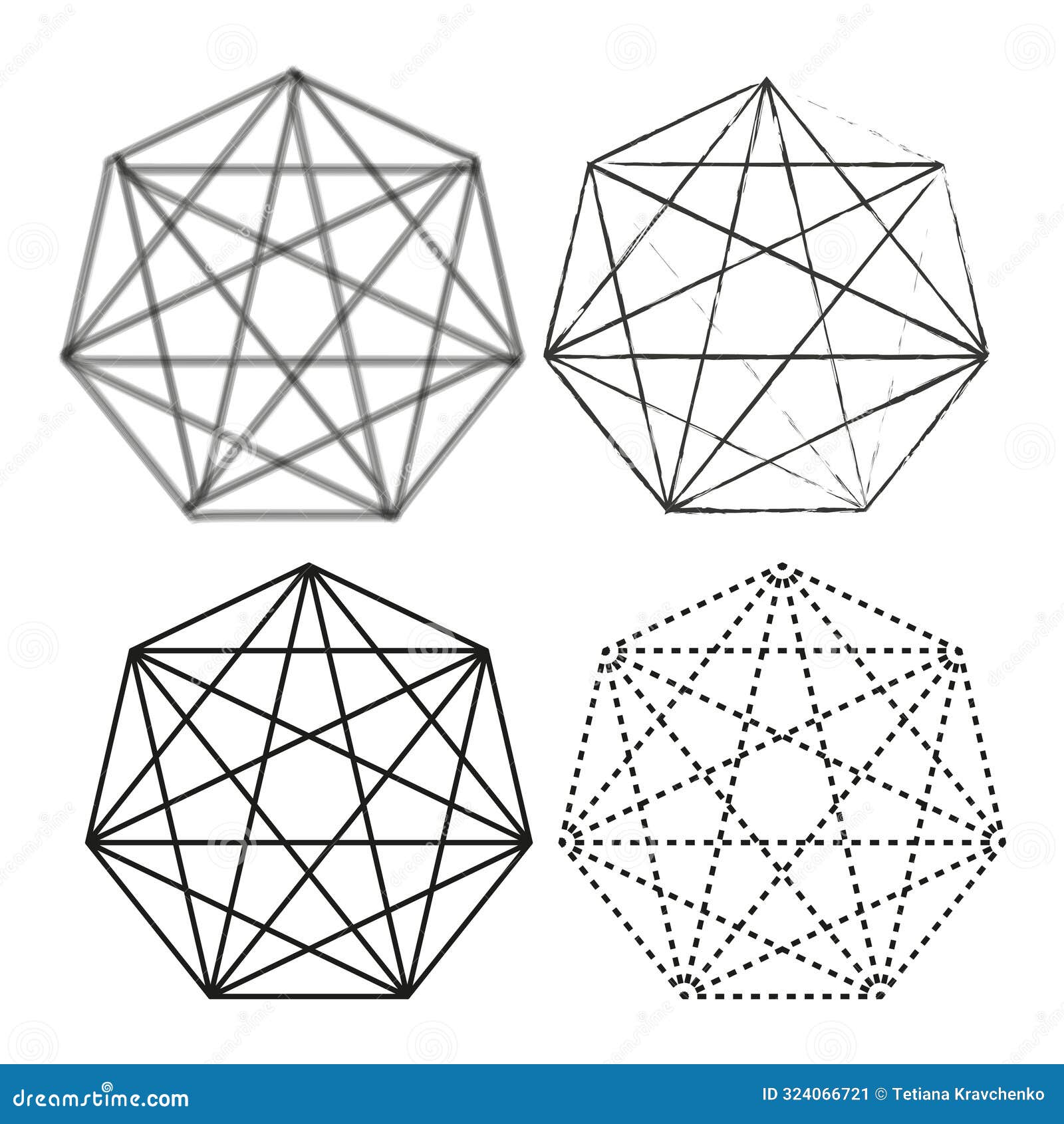 Geometric Star Designs. Abstract Polygonal Patterns. Vector Graphic ...