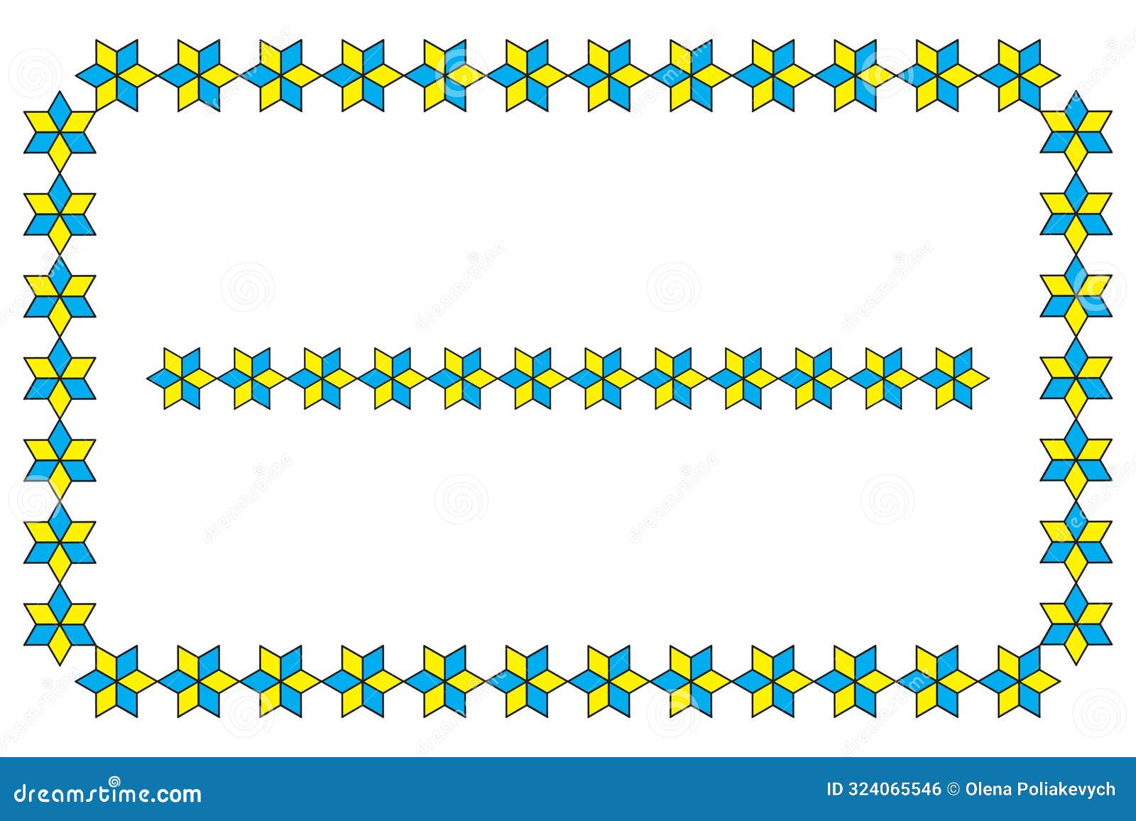 Geometric Star Frame. Yellow and Blue Pattern. Decorative Border Design ...