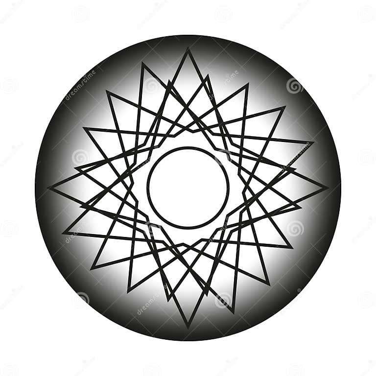 Geometric Star Shape. Abstract Circular Pattern. Vector Linear Symbol. Black Gradient Background ...