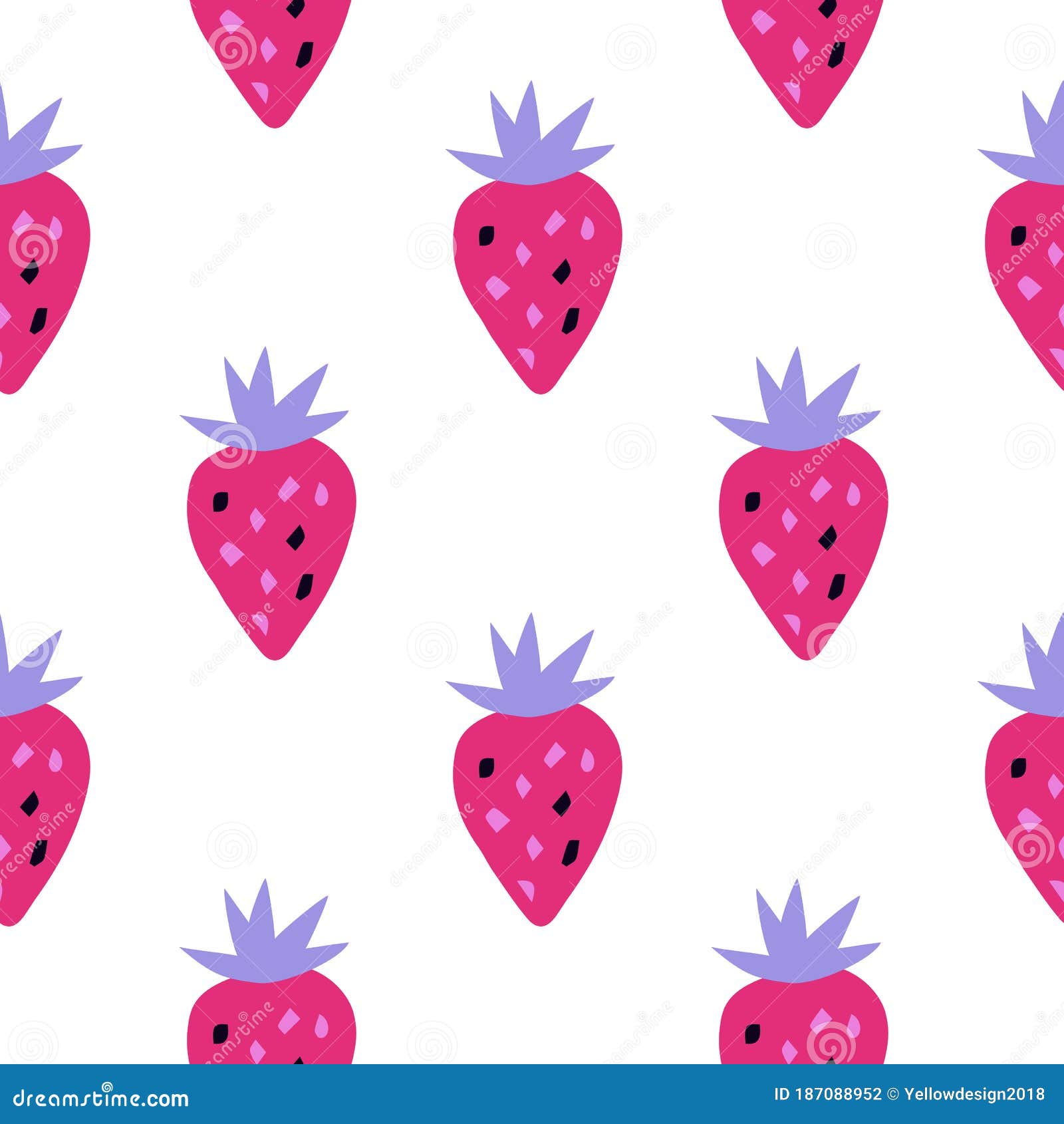 Geometric Strawberries Seamless Pattern on White Background ...