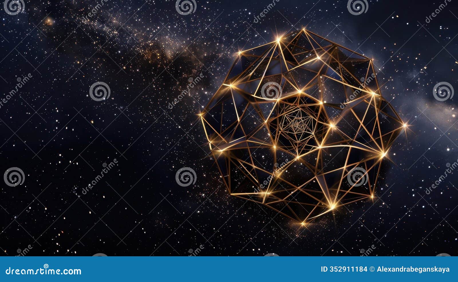 Geometric Structure Illuminated in Starry Outer Space Stock ...